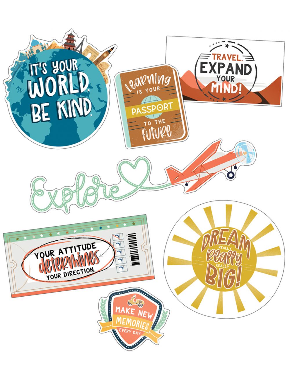 Let's Explore Motivational Mini Bulletin Board Set