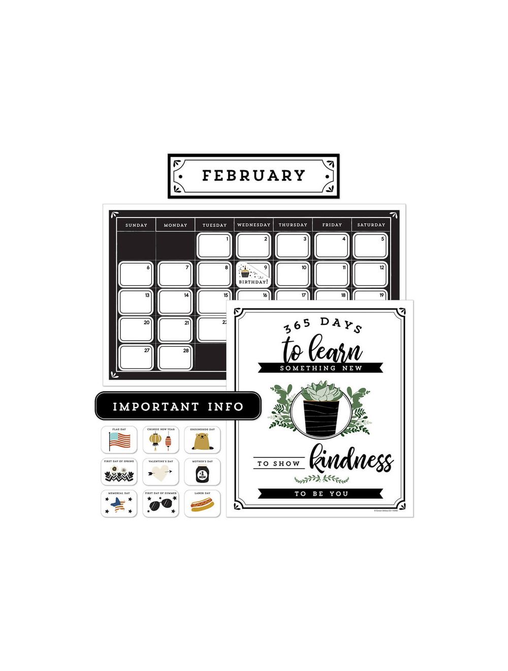 Farmhouse Calendar Bulletin Board Set