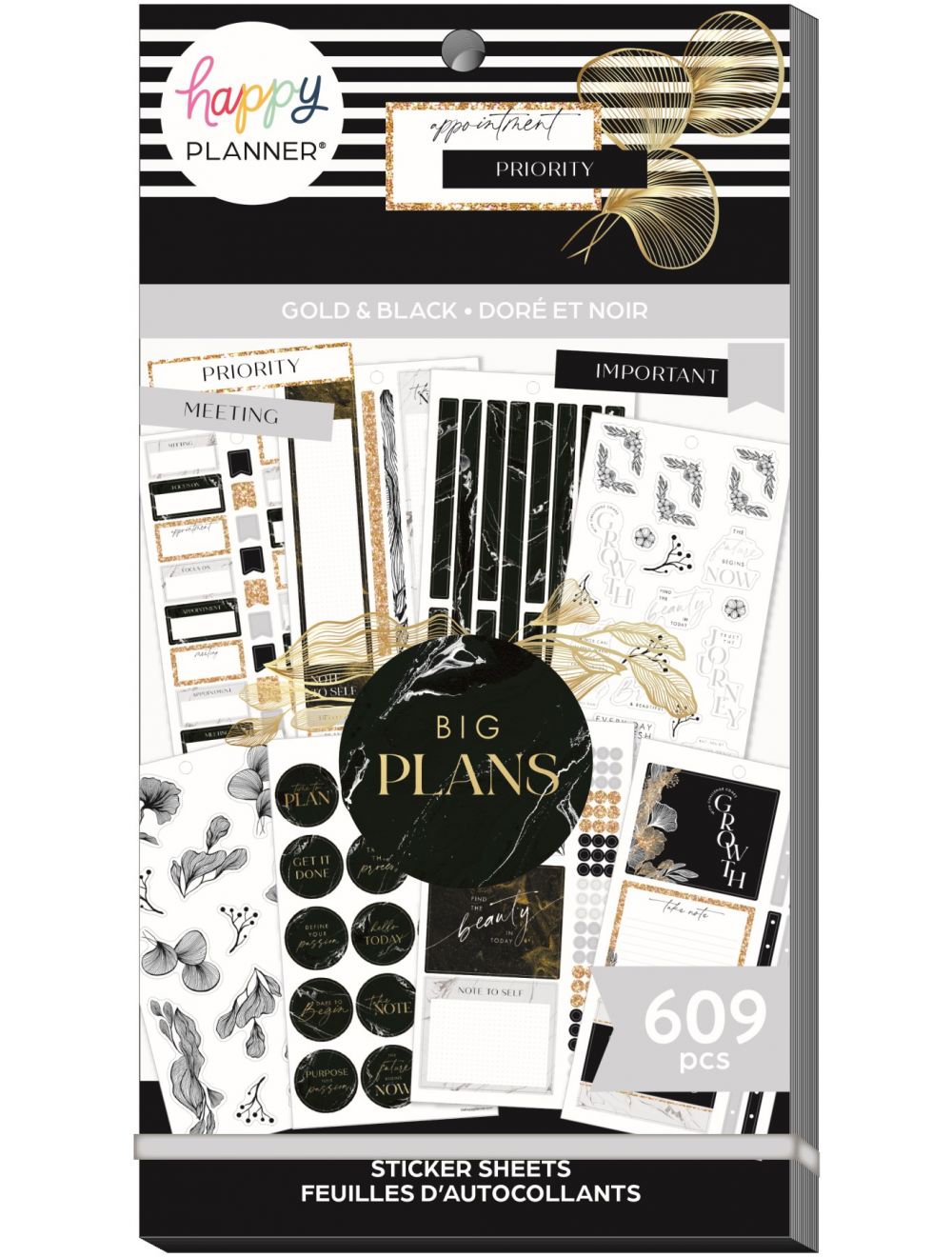 Happy Planner Gold & Black Sticker Value Pack