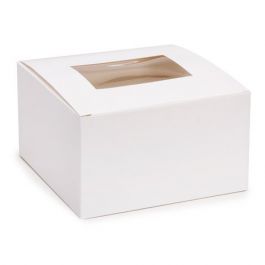 White Pastry Box with Window 6x6x3.5" - 4pcs