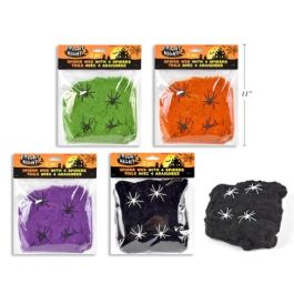 Colored Spider Web With 4 Spiders